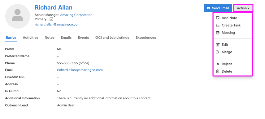 Contact Profile Overview – 12twenty Support