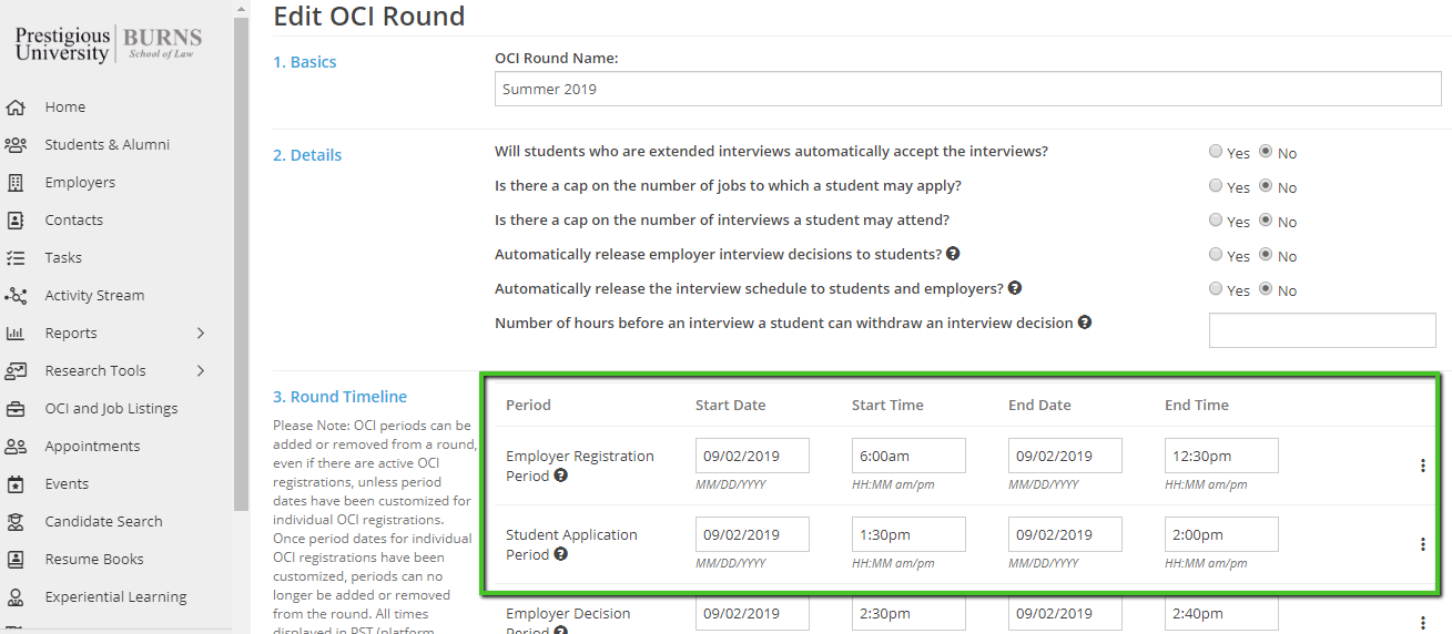 How to customize an individual OCI’s timeline – 12twenty Support